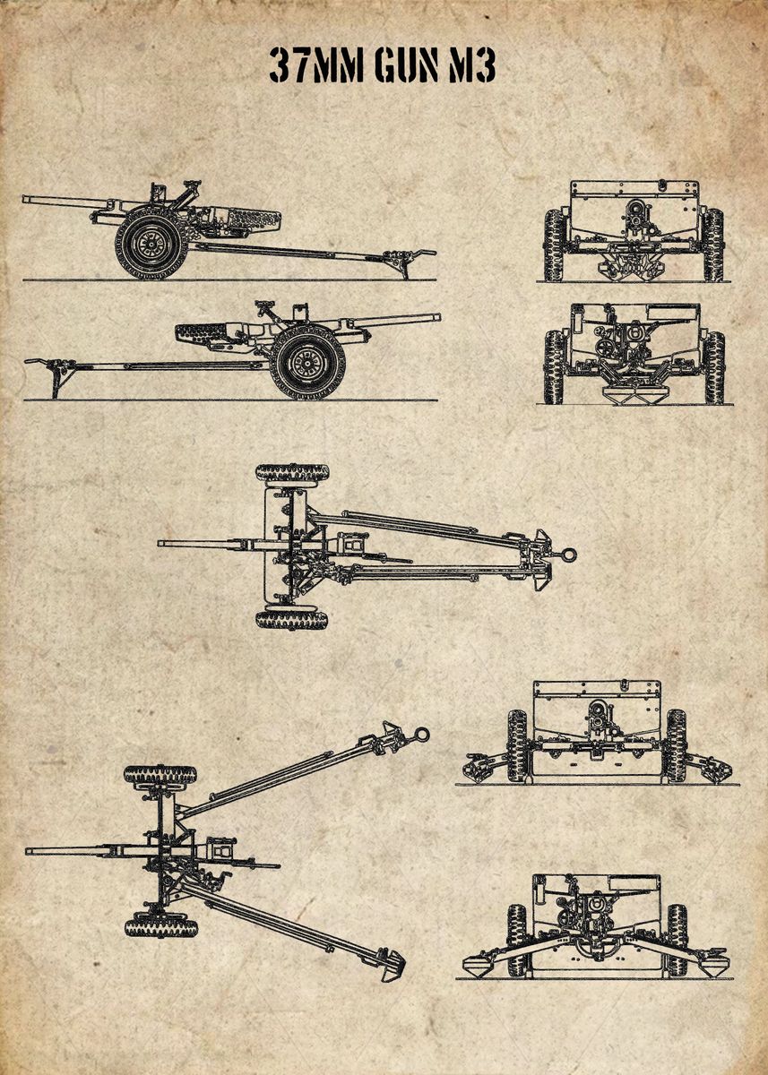 '37mm gun m3' Poster, picture, metal print, paint by MAXART DESIGN ...