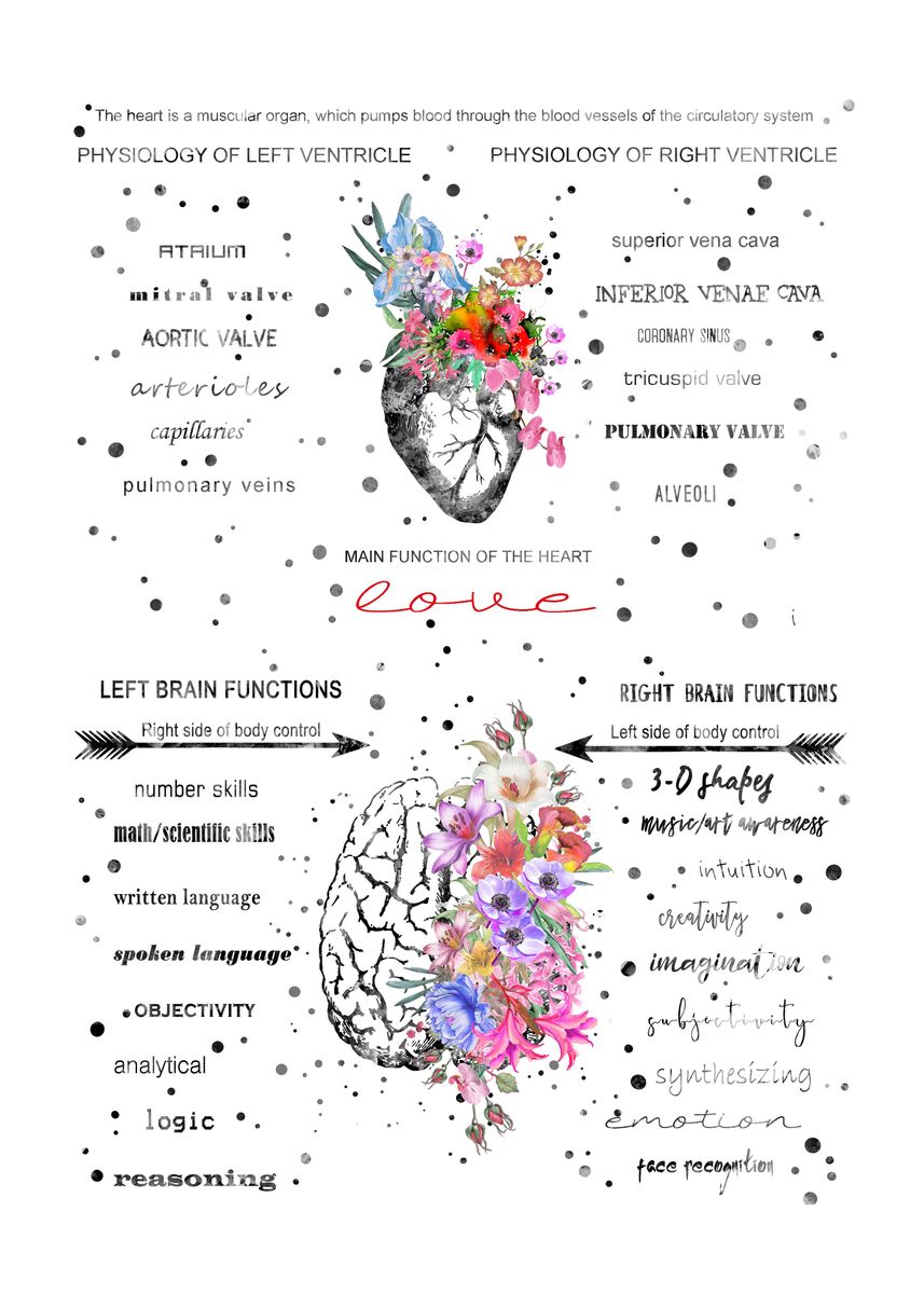 'Heart and brain ' Poster, picture, metal print, paint by RosaliasArt ...