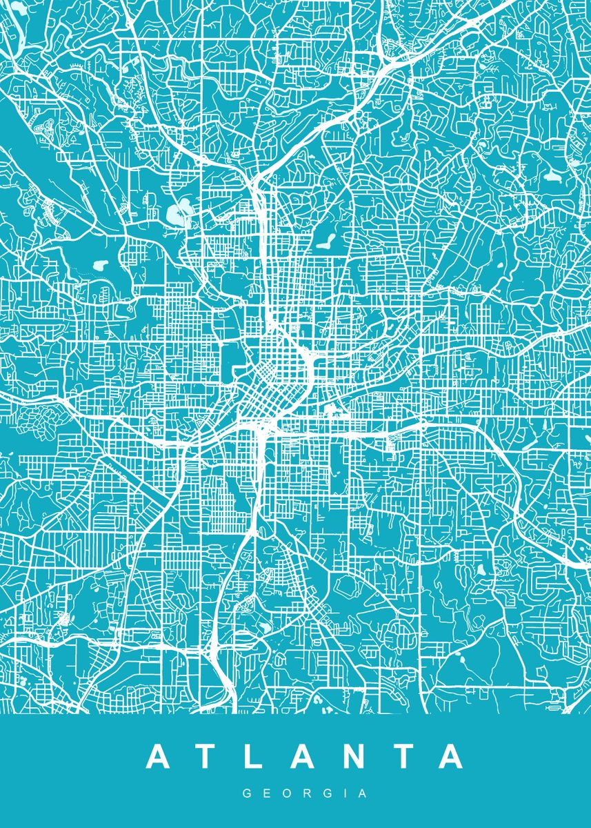 'Atlanta Map Georgia US' Poster, picture, metal print, paint by ...