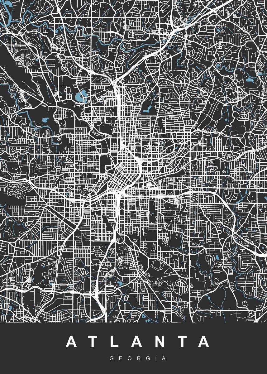 'Atlanta Map Georgia US' Poster, picture, metal print, paint by ...
