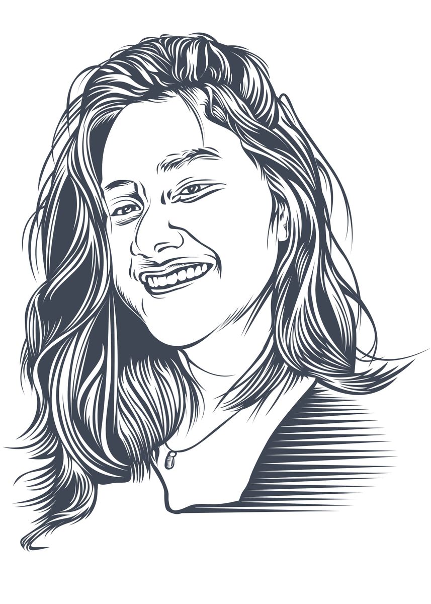 'woman smile in line art' Poster by Ardian Syah | Displate