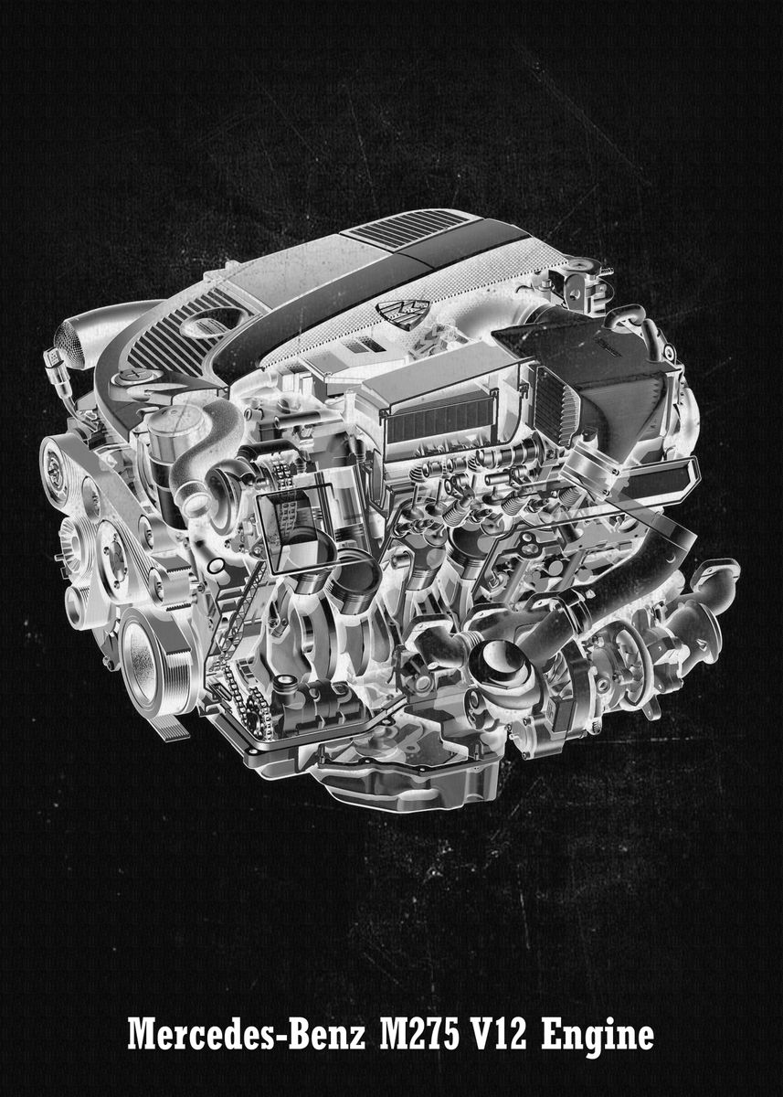 'MercedesBenz M275 V12 Eng' Poster, picture, metal print, paint by JAT ...