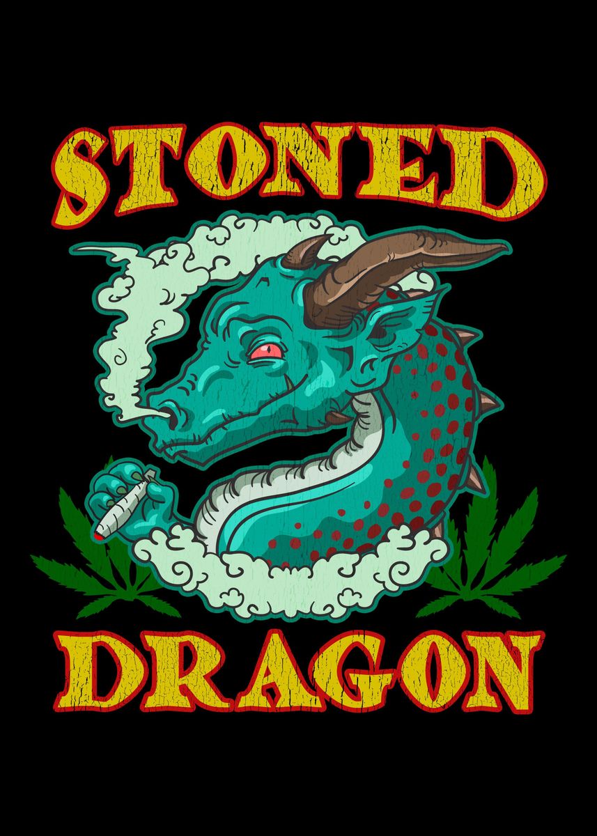 'Stoned Dragon Cannabis Wee' Poster, picture, metal print, paint by ...