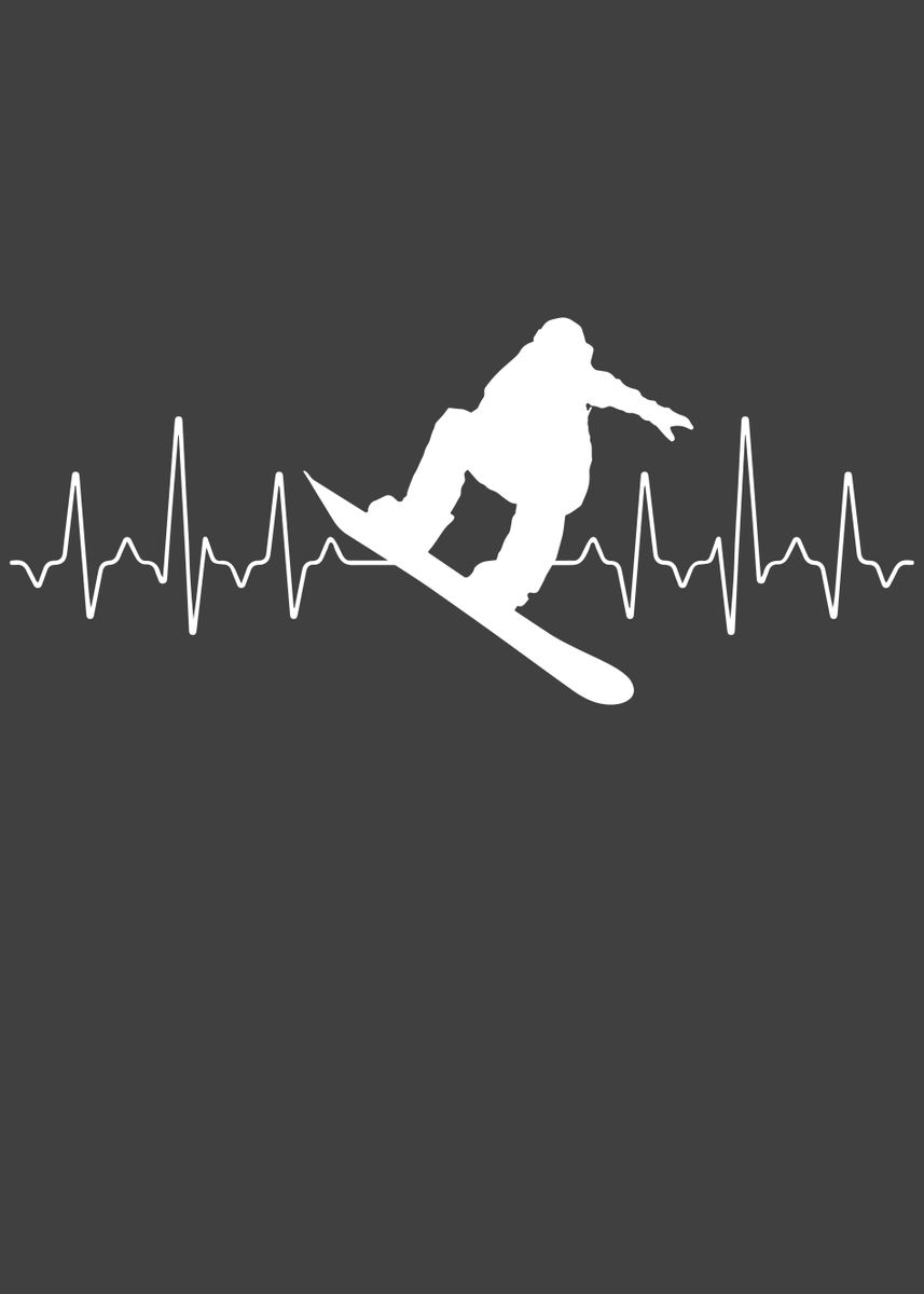 'Snowboarder Heartbeat' Poster, picture, metal print, paint by schmugo ...