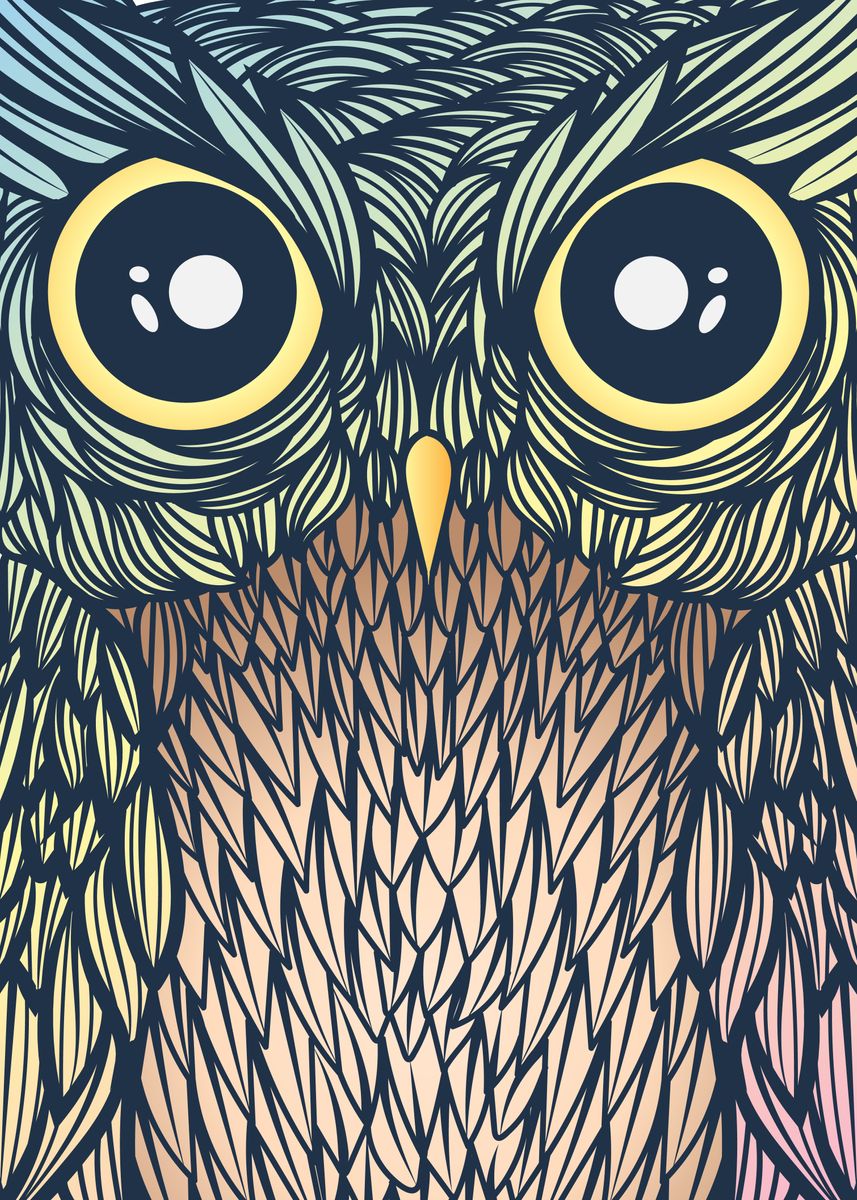 'Owl Vision' Poster, picture, metal print, paint by idrus salam | Displate