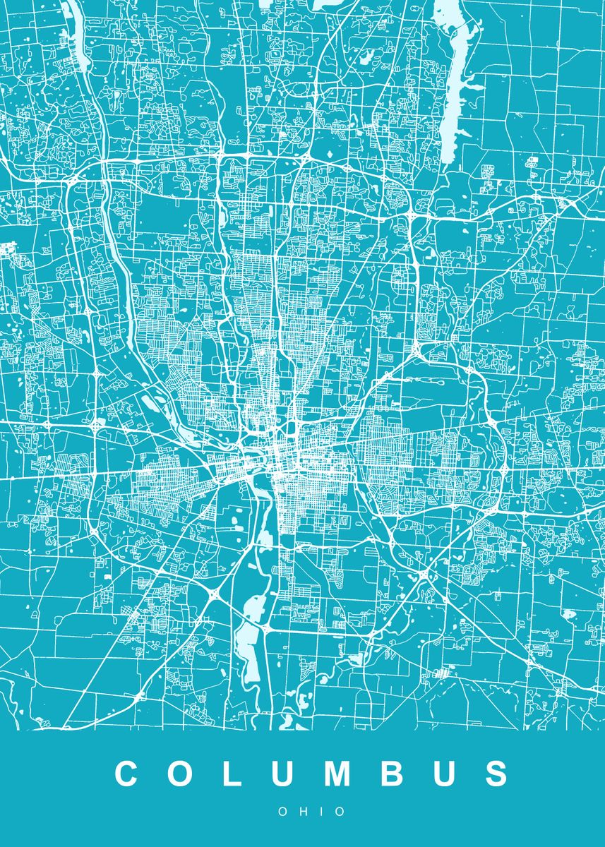 'Columbus Map Ohio US' Poster, picture, metal print, paint by UrbanMaps ...