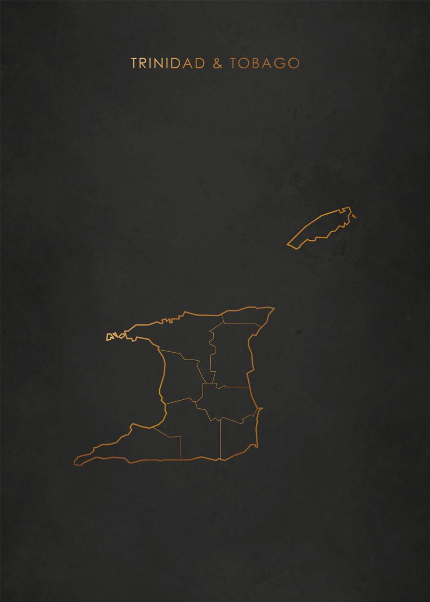 'Trinidad and Tobago Map' Poster, picture, metal print, paint by aio ...