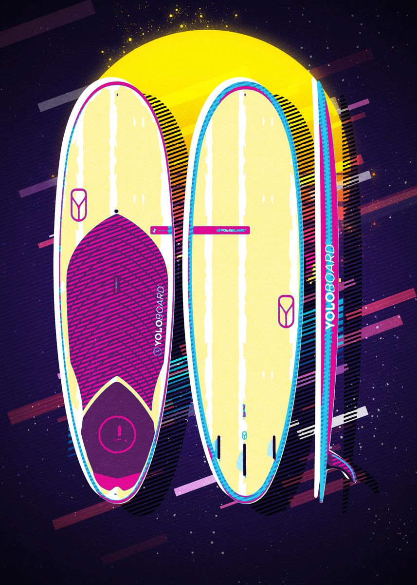 'Surf' Poster, picture, metal print, paint by Neon Art Glowing | Displate
