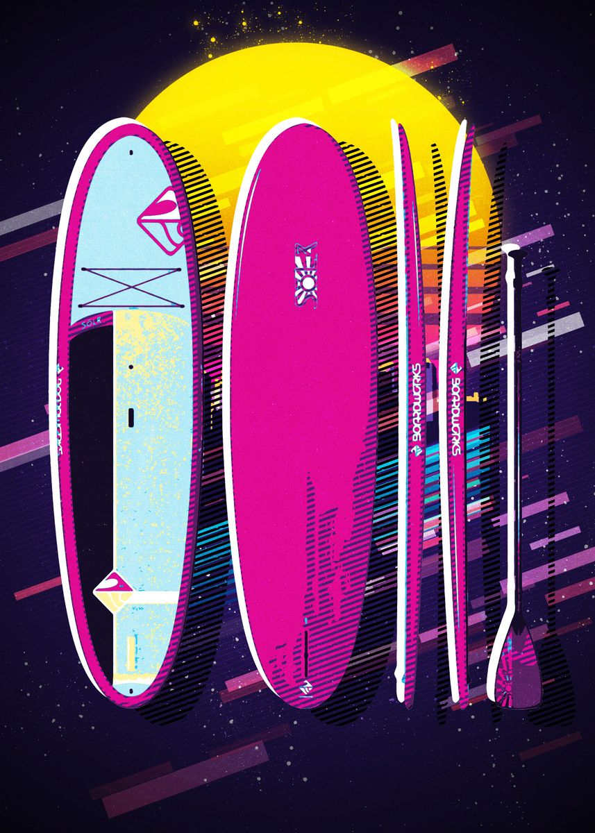 'Surf' Poster, picture, metal print, paint by Neon Art Glowing | Displate