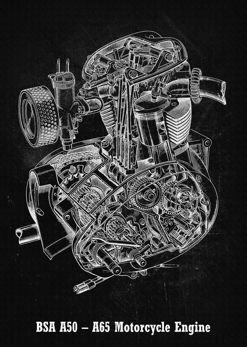 'BSA A50 A65 Motorcycle E' Poster, picture, metal print, paint by JAT ...