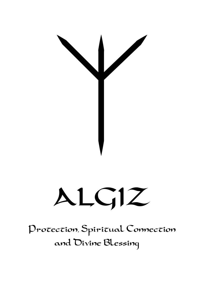 'Algiz Rune' Poster, picture, metal print, paint by BlueCloverTrends ...