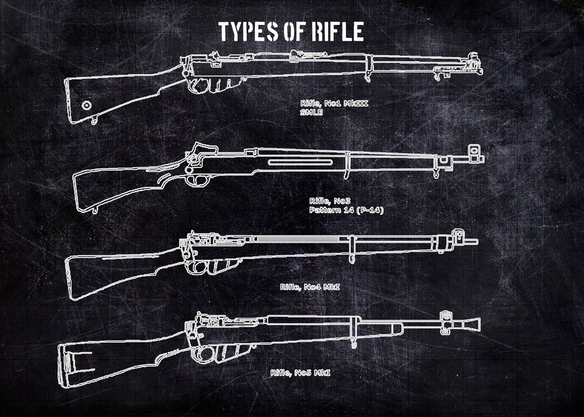 'TYPES OF RIFLE' Poster by MAXART DESIGN | Displate