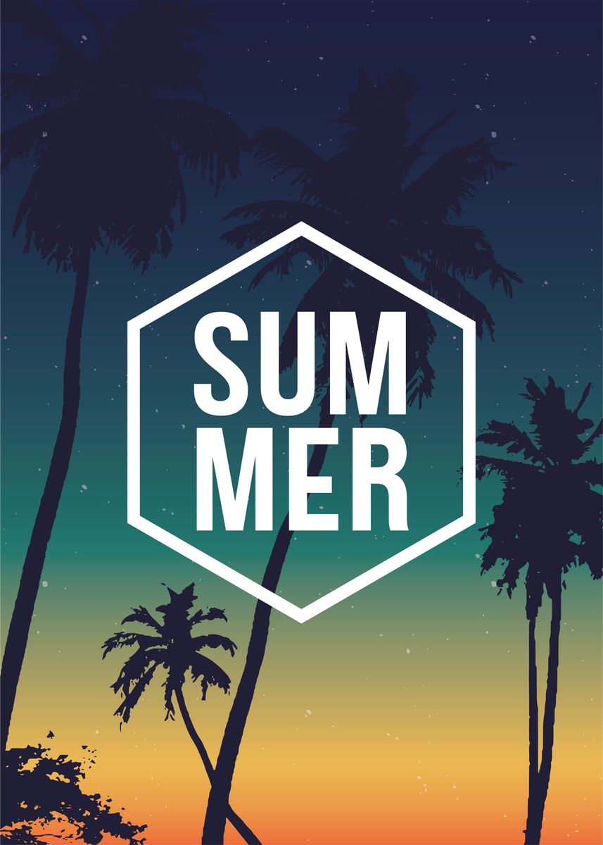 'Summer Sunset' Poster, picture, metal print, paint by Lukes Pixel ...