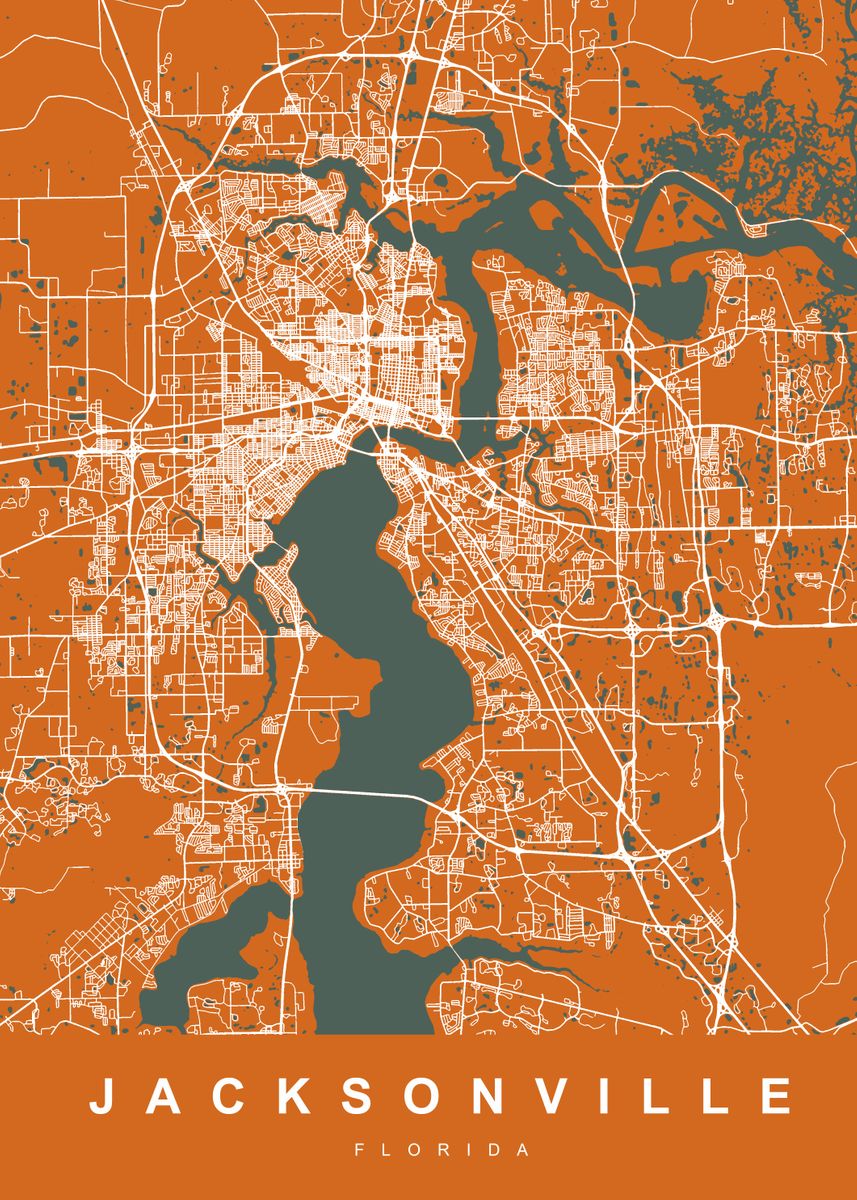 'Map Jacksonville Map US' Poster, picture, metal print, paint by ...