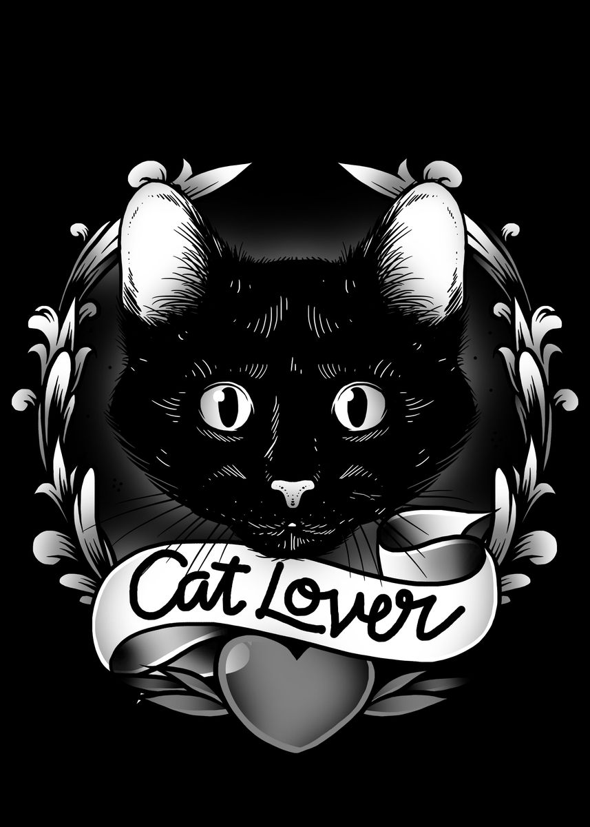 'Cute Cat Lover' Poster, picture, metal print, paint by Andrea Guenther ...