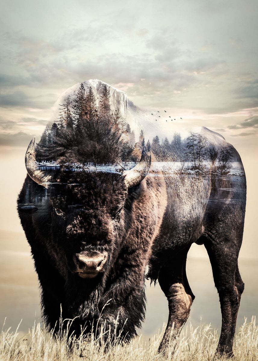 'American Bison' Poster, picture, metal print, paint by Kilo Byte ...