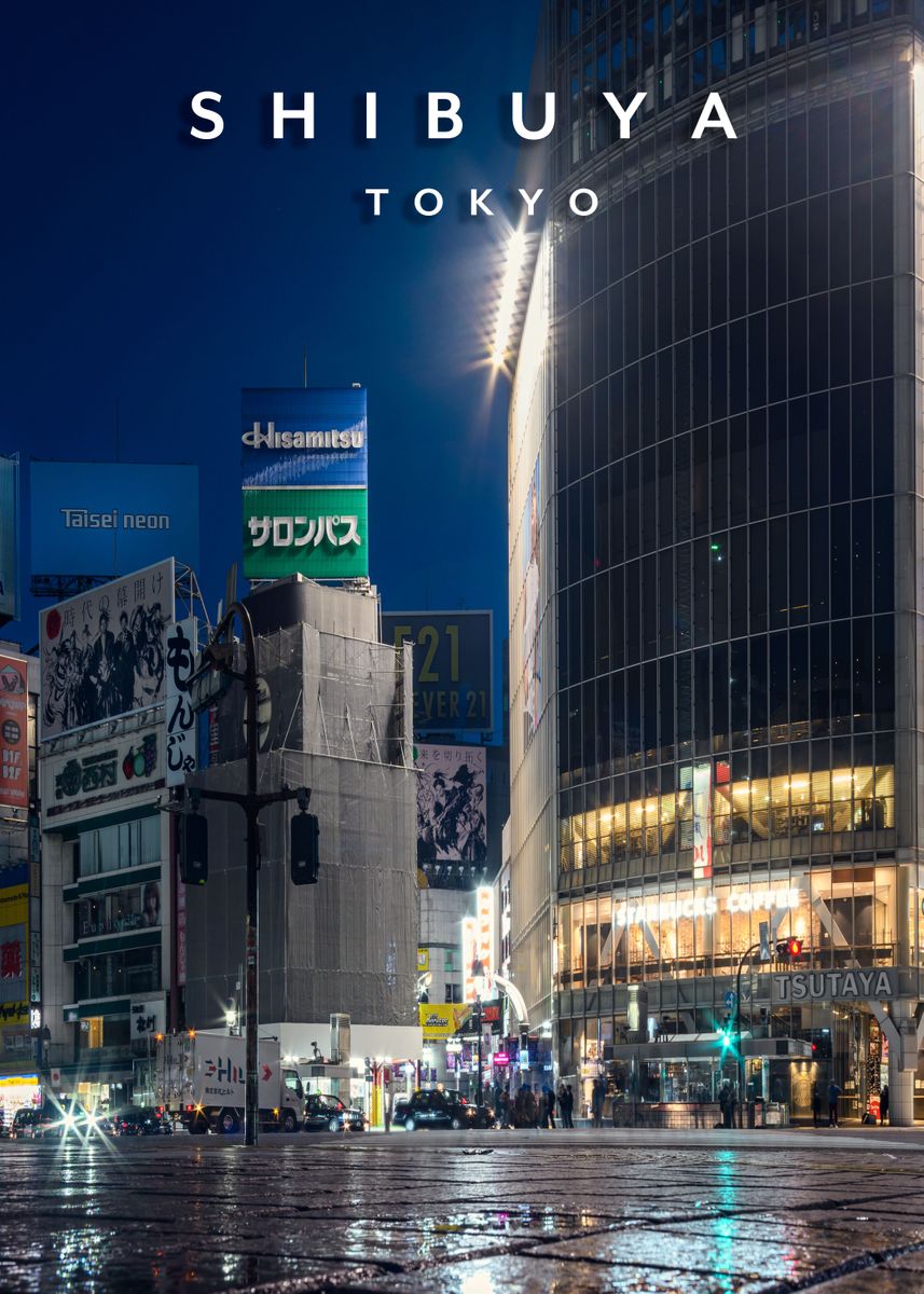 'Shibuya Crossing' Poster, picture, metal print, paint by Nicolas ...