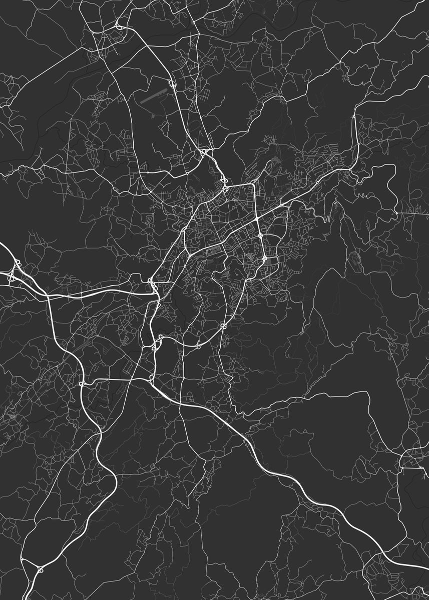 'Braga Portugal Map' Poster, picture, metal print, paint by ...