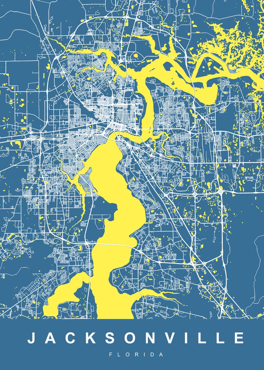'Map Jacksonville Map US' Poster, picture, metal print, paint by ...