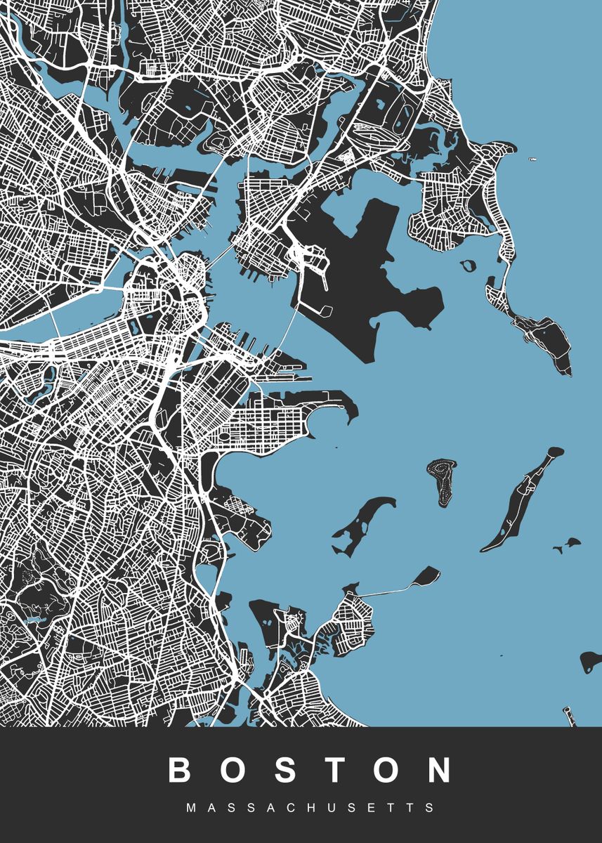 'Map Boston United States' Poster, picture, metal print, paint by ...