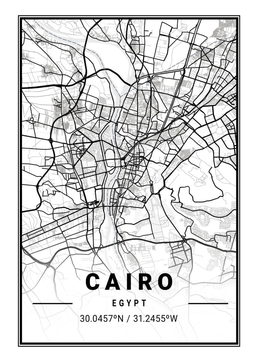 'Cairo Light City Map' Poster by Tien Stencil | Displate