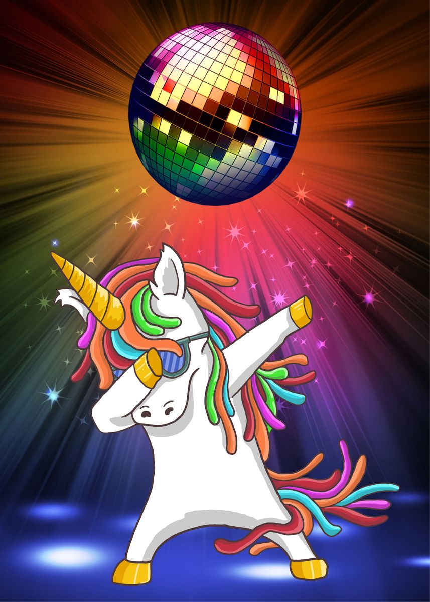 'Dabbing Dancing Unicorn ' Poster, picture, metal print, paint by Max ...
