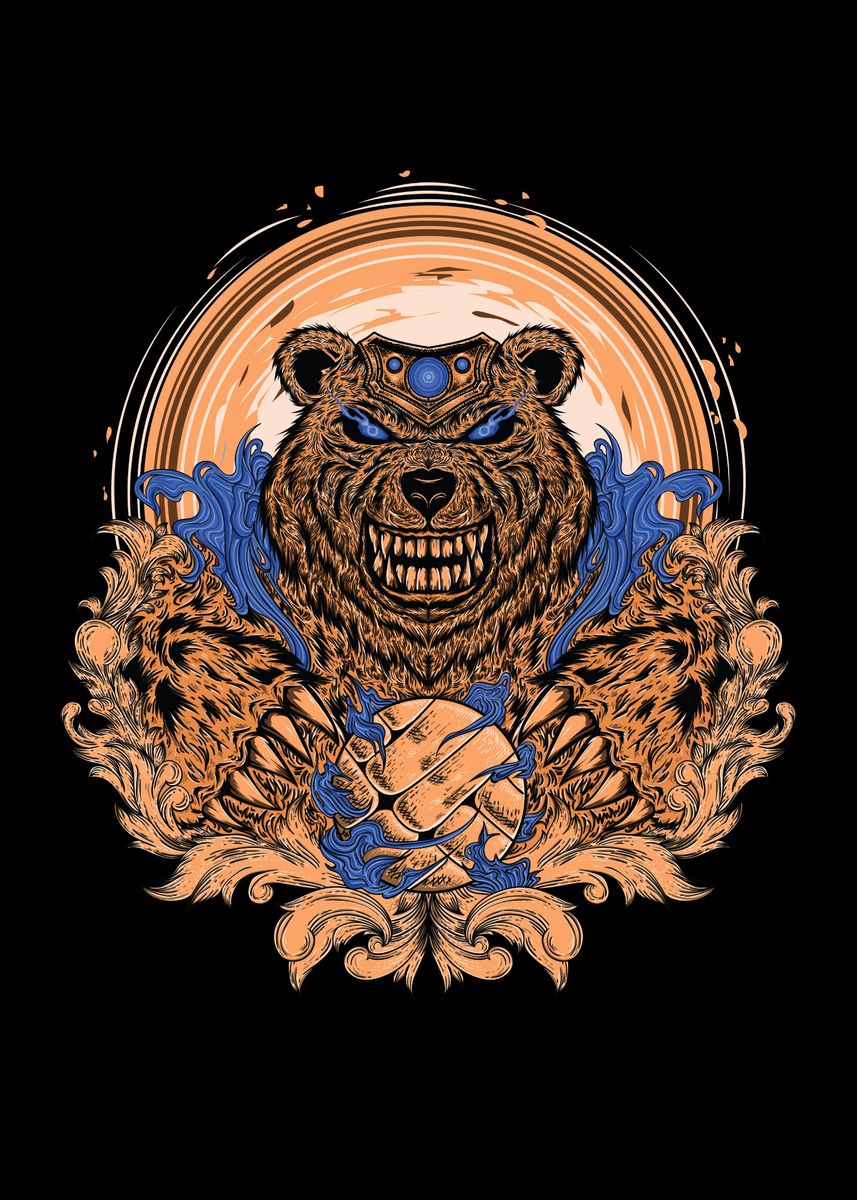 'bear power' Poster, picture, metal print, paint by mien min | Displate