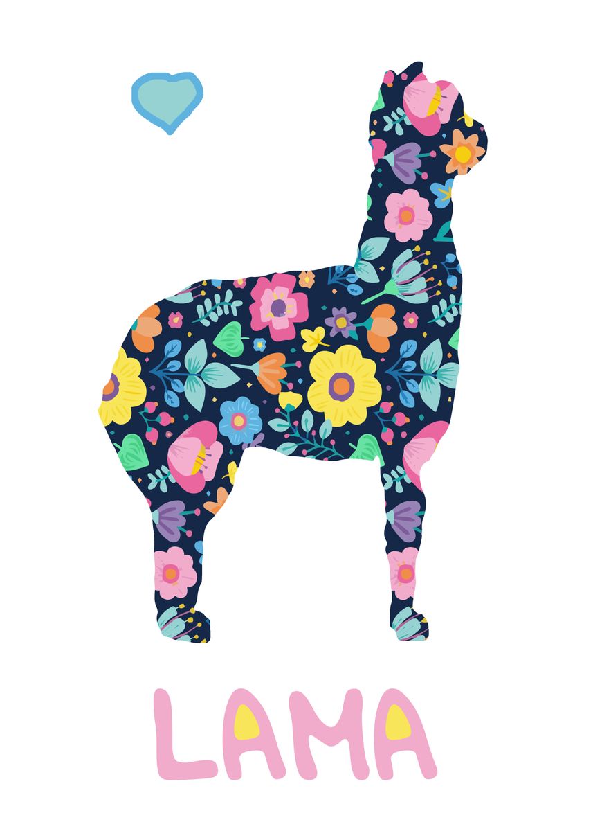 'Floral lama' Poster by Natalia Stahl | Displate