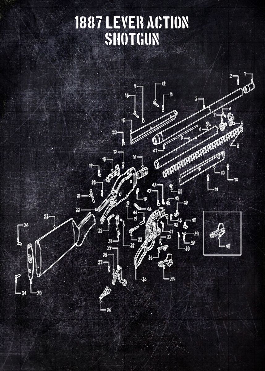 '1887 lever action ' Poster, picture, metal print, paint by MAXART ...