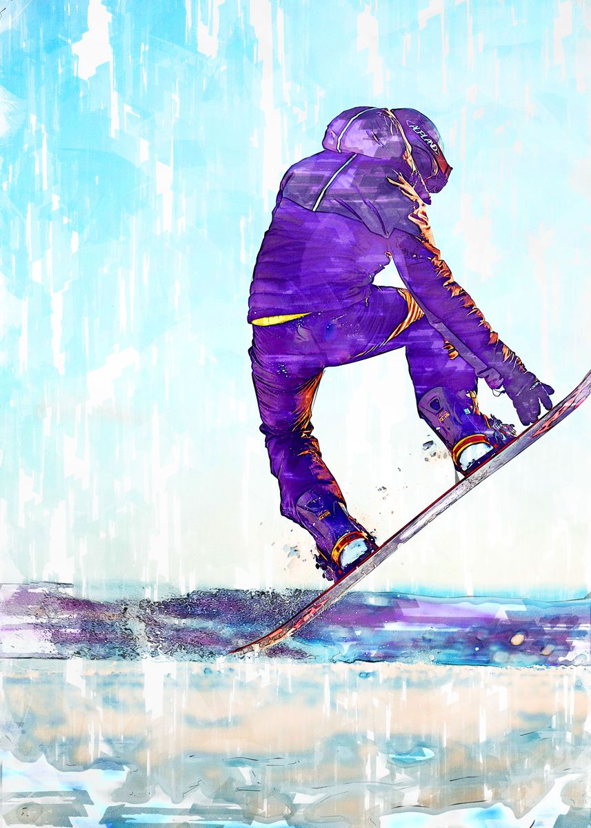 'Snowboard Jump Abstract' Poster, picture, metal print, paint by ...