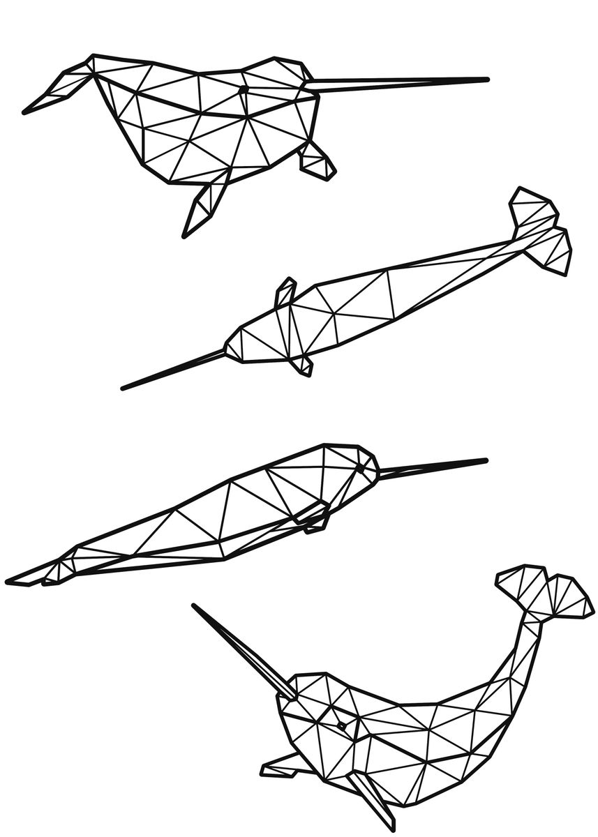 'Polygon Narwhal' Poster, picture, metal print, paint by Juledu | Displate