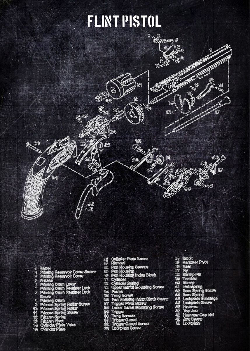 'flint pistol' Poster, picture, metal print, paint by MAXART DESIGN ...