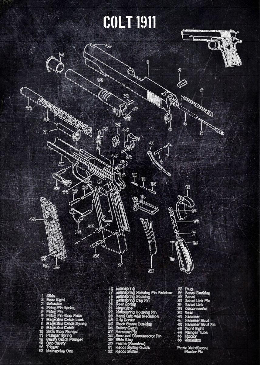 'colt 1911' Poster, picture, metal print, paint by MAXART DESIGN | Displate
