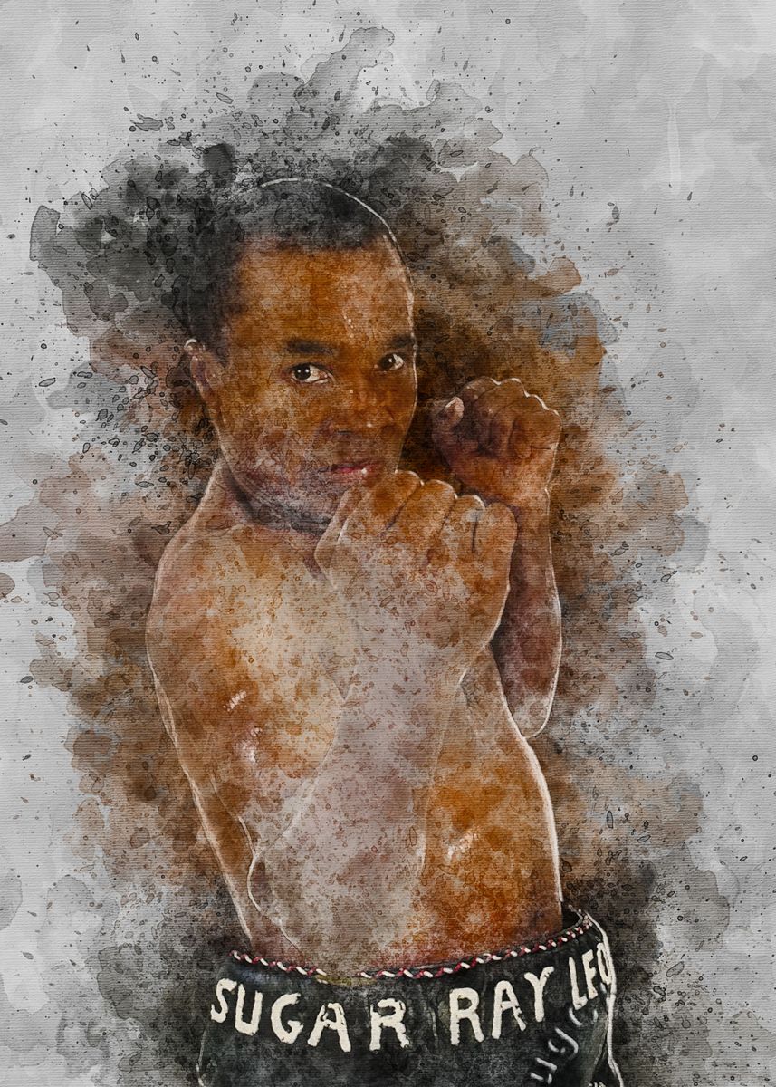'Sugar Ray Leonard' Poster, picture, metal print, paint by ONONMADE ...