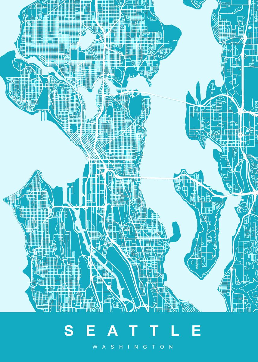 'SEATTLE City Map US' Poster, picture, metal print, paint by UrbanMaps ...