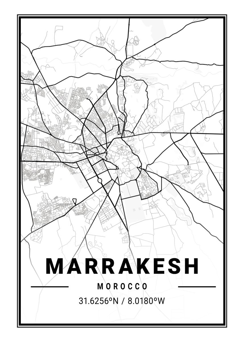 'Marrakesh Light City Map' Poster by Tien Stencil | Displate