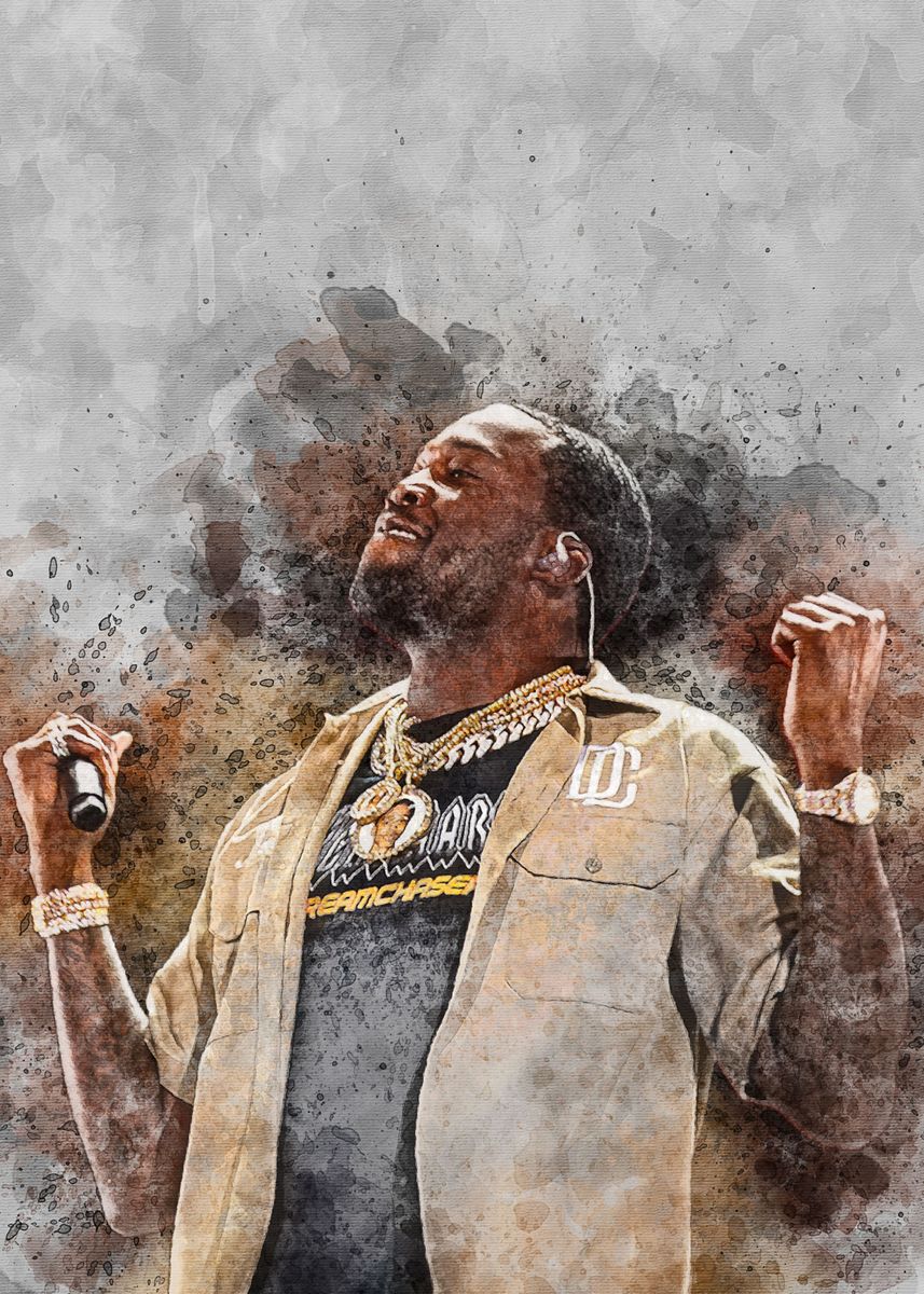 'Meek Mill' Poster, picture, metal print, paint by BQY STUDIO | Displate