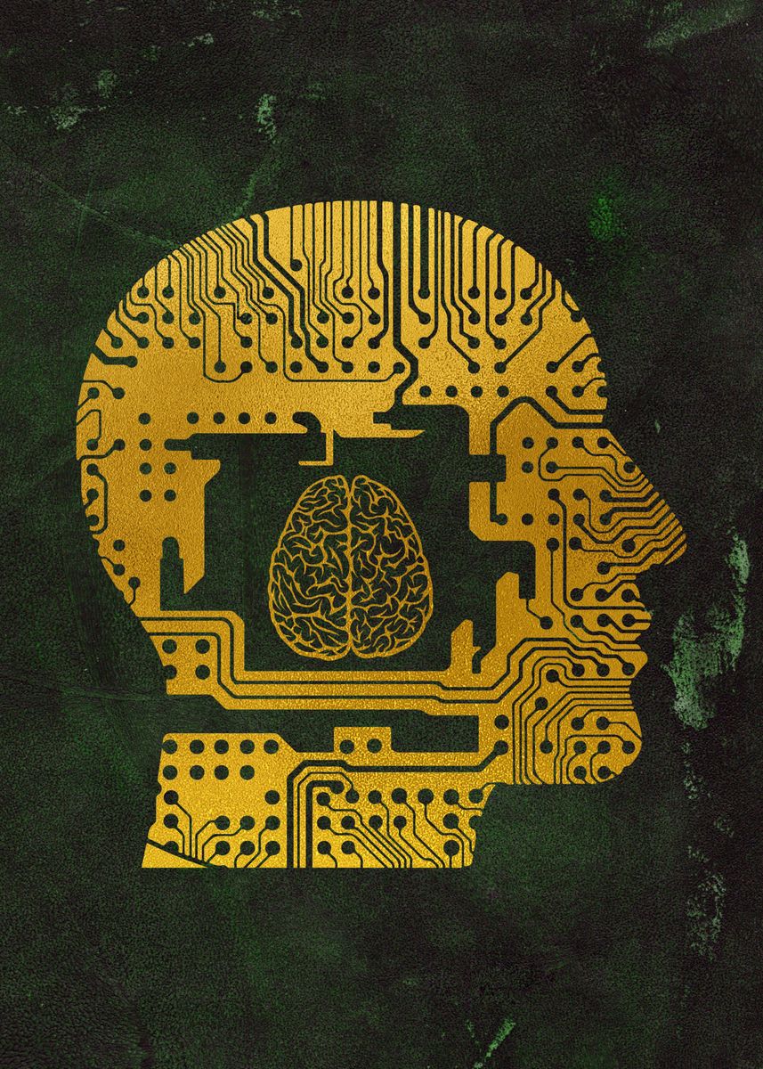 'Circuit Man head ' Poster, picture, metal print, paint by Erzebet ...