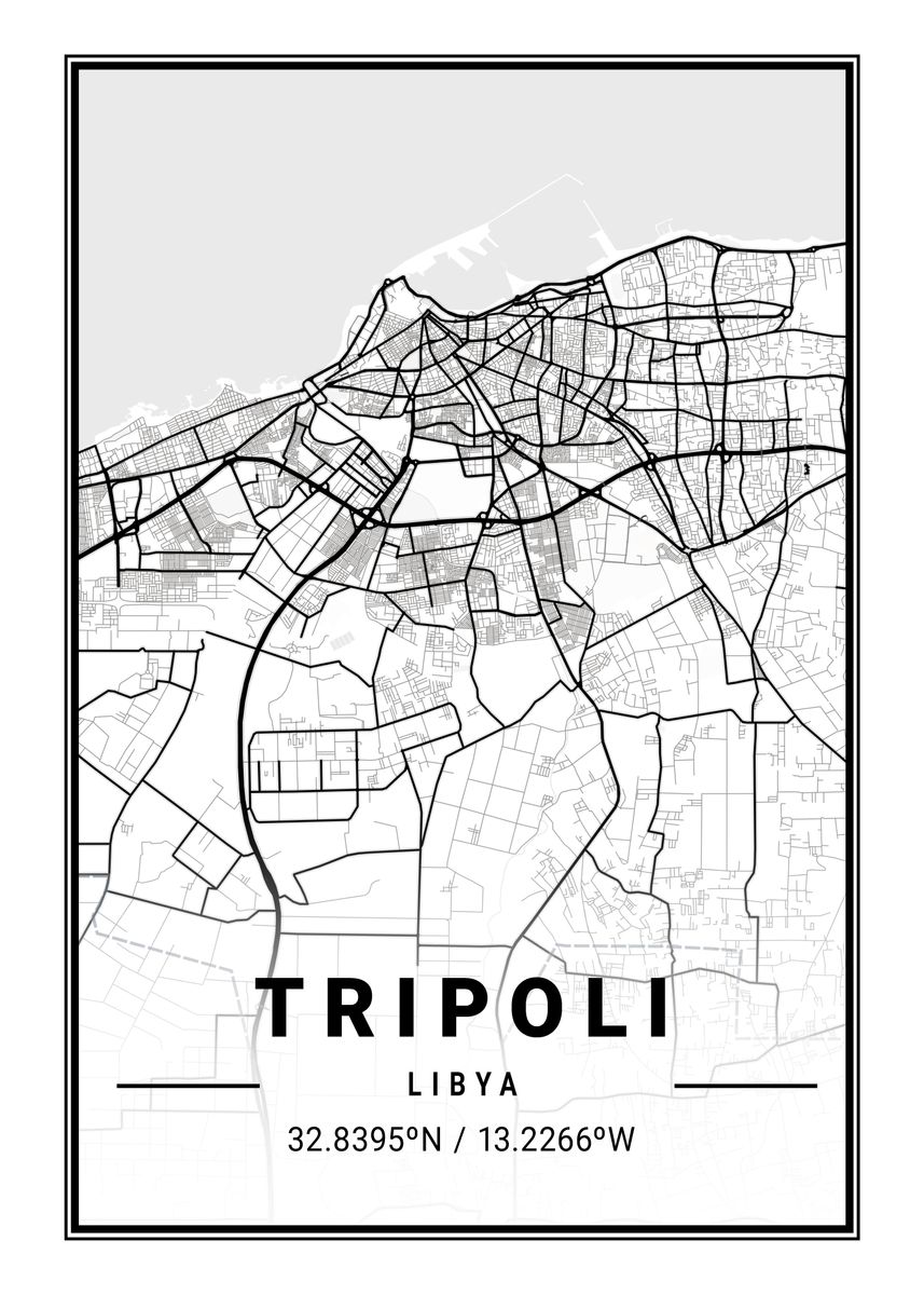 'Tripoli Light City Map' Poster by Tien Stencil | Displate