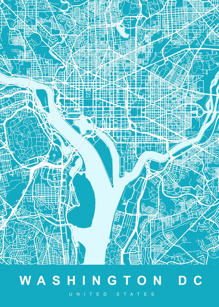 'Washington DC City Map US' Poster by UrbanMaps | Displate