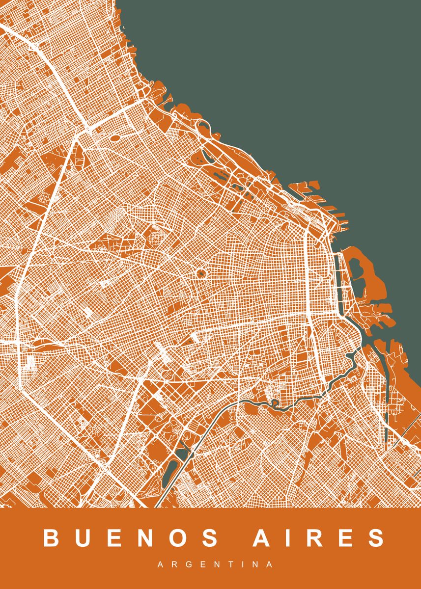 'BUENOS AIRES City Map ' Poster, picture, metal print, paint by ...