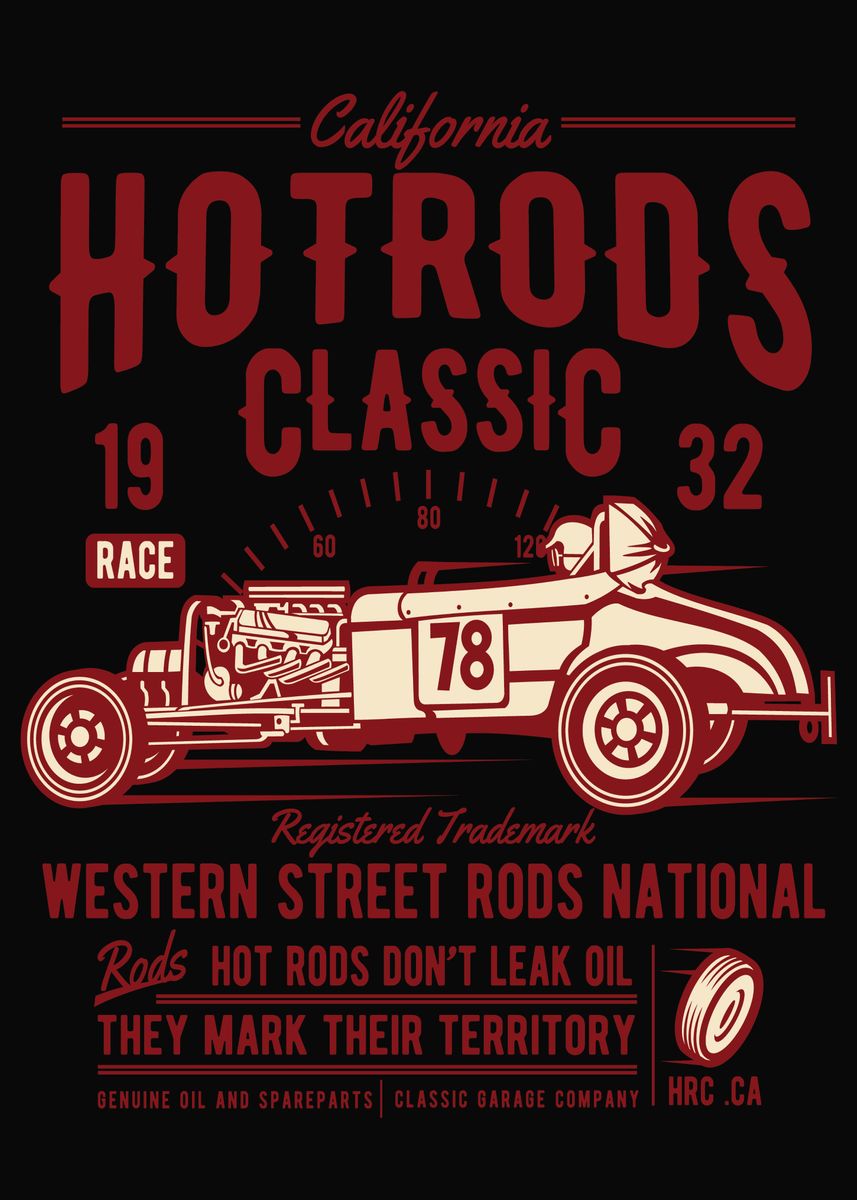 'Classic California Hot Rod' Poster by Tim Hinz | Displate
