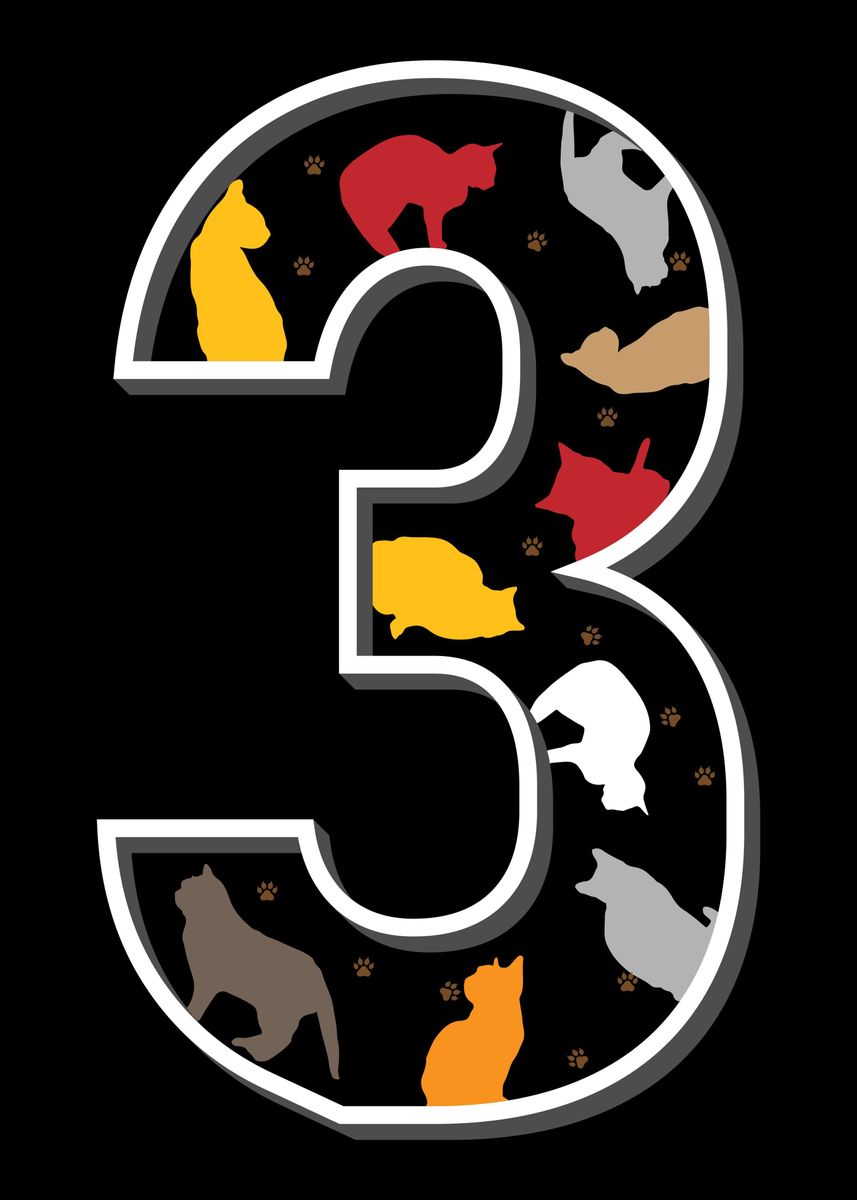 '3 third birthday cats' Poster by Sebastian Wünsche | Displate