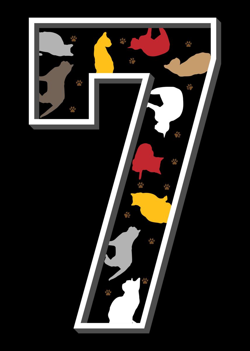 '7th birthday cat' Poster by Sebastian Wünsche | Displate