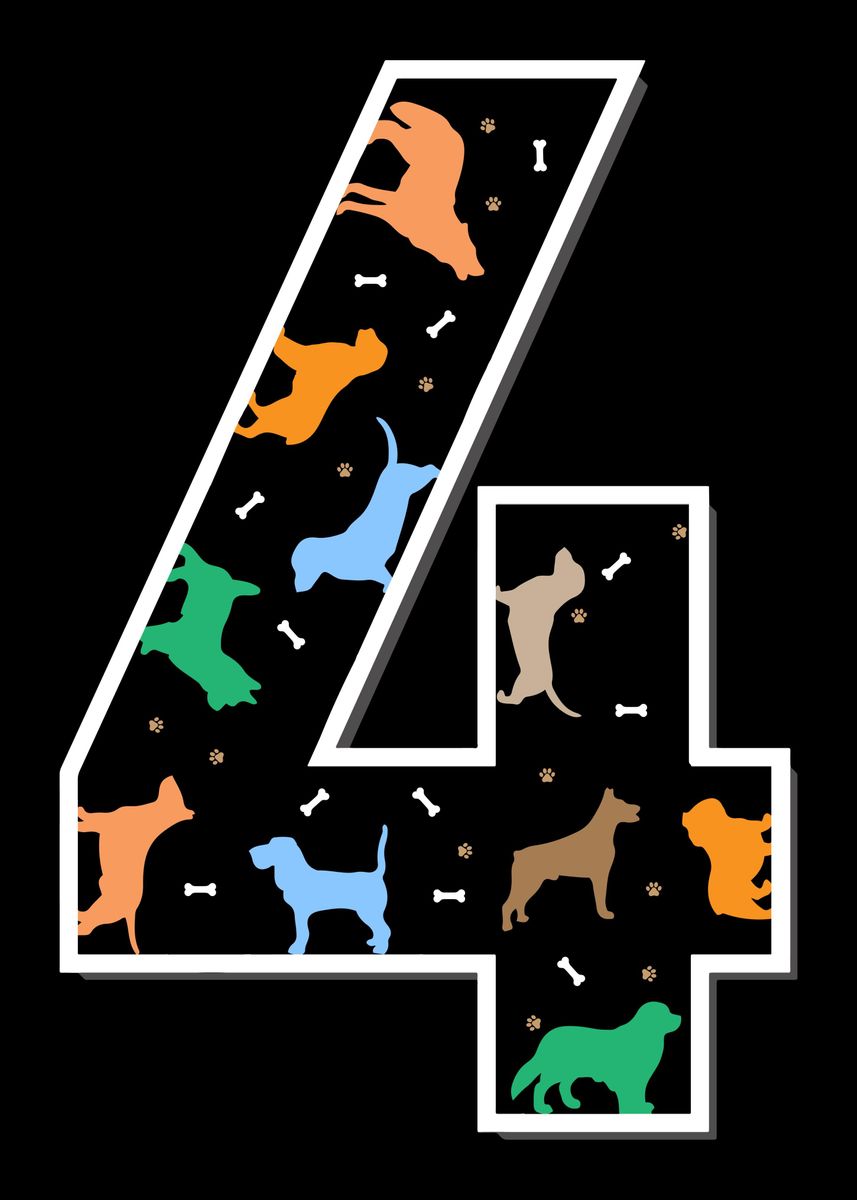 '4 fourth birthday dog' Poster by Sebastian Wünsche | Displate