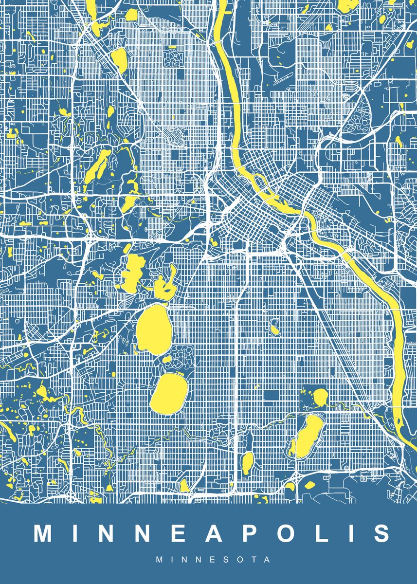 'MINNEAPOLIS City Maps US' Poster, picture, metal print, paint by ...