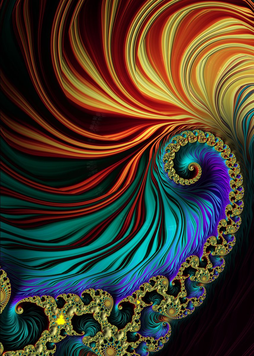 'Phoenix' Poster, picture, metal print, paint by Fractal Worlds | Displate