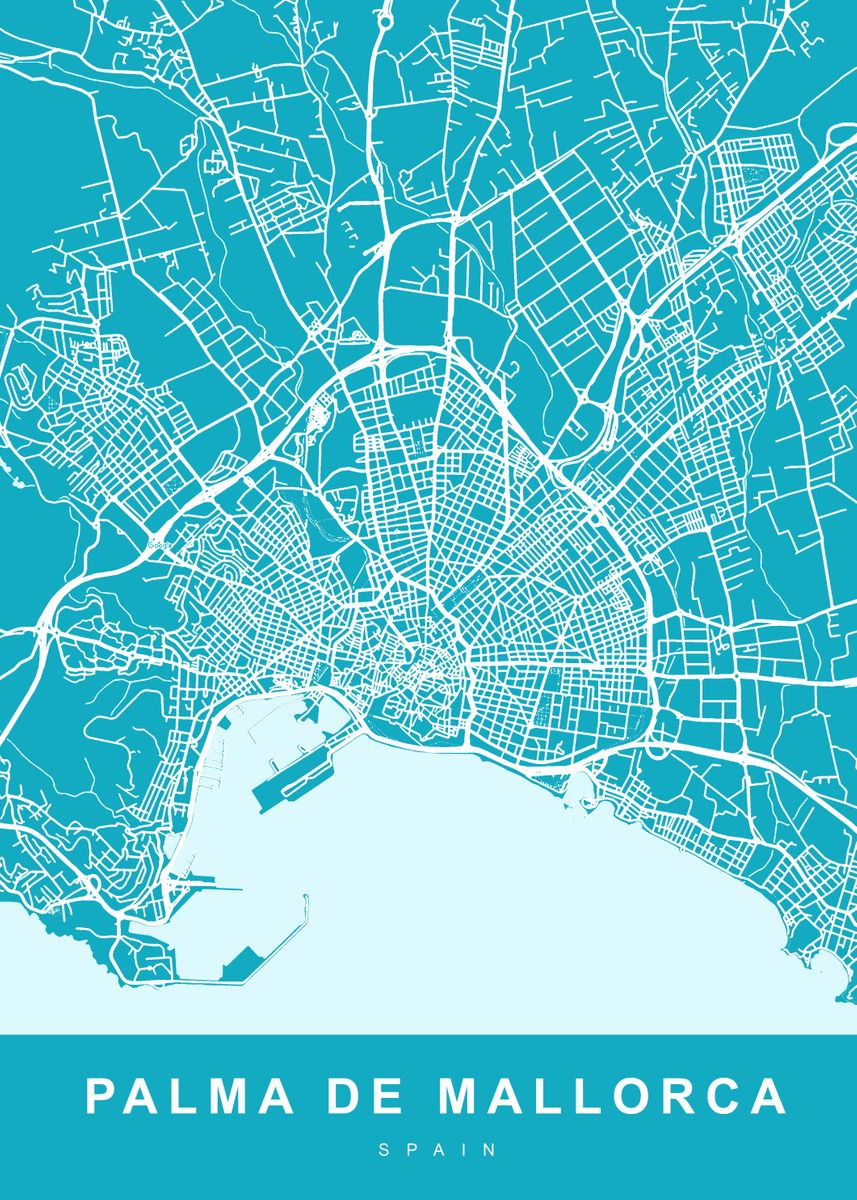 'Palma de Mallorca City Map' Poster by UrbanMaps | Displate