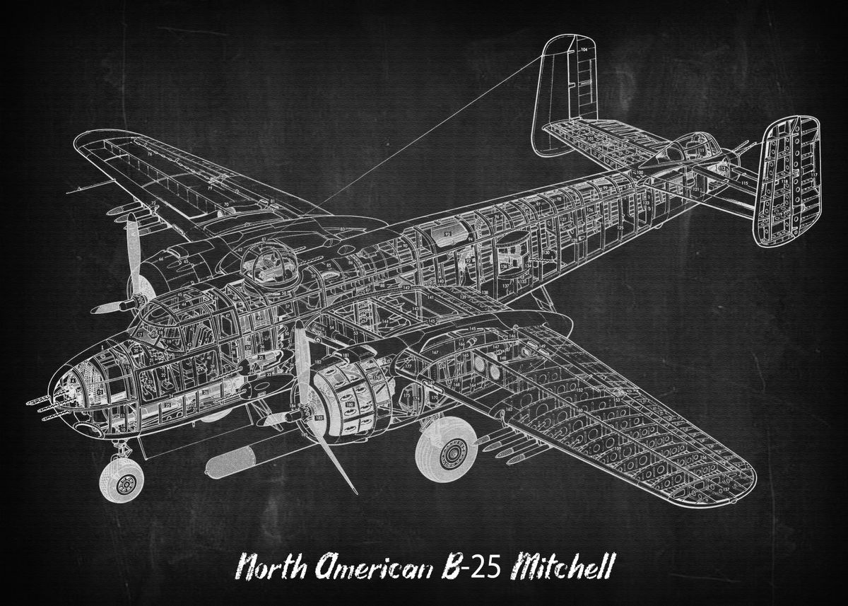 'North American B25 Mitche' Poster by MICHAEL BRUNS PLATES | Displate