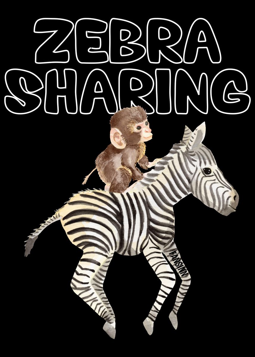 'Safari Monkey Zebra ride T' Poster by fansinn | Displate